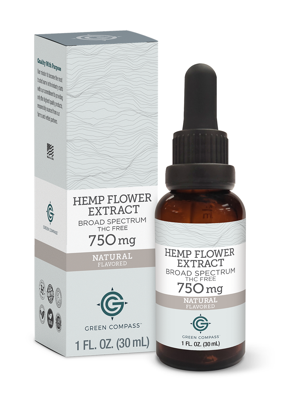 750mg Broad Spectrum CBD Hemp Extract - Natural - Green Compass, Inc